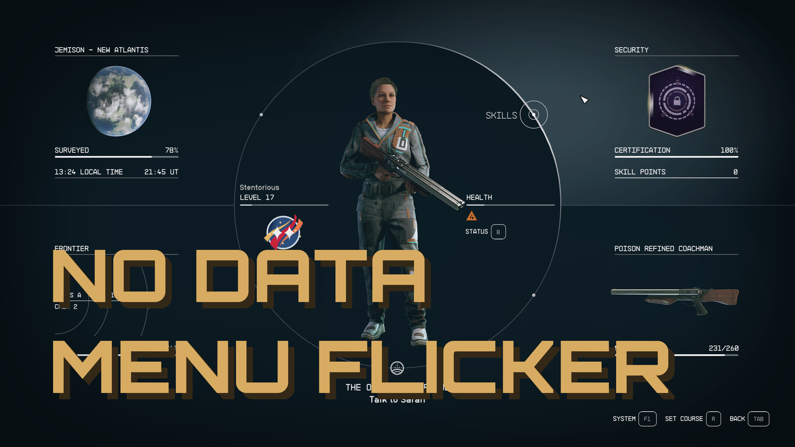 No Data Menu Flicker - Starfield