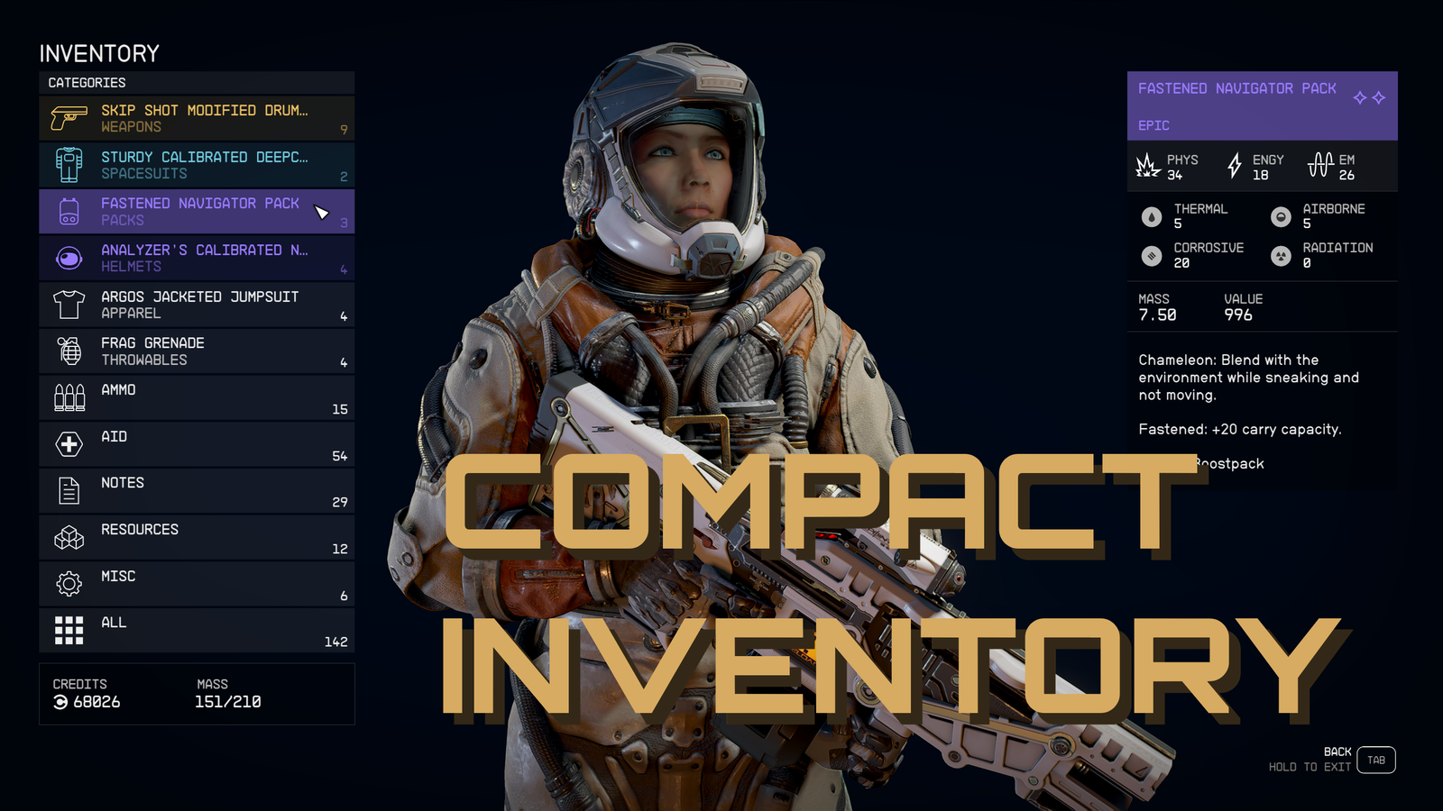 Compact Inventory UI - Starfield