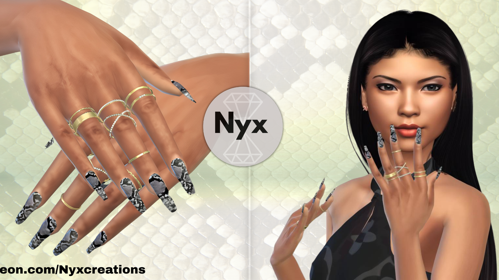 Snake venom nails - The Sims 4
