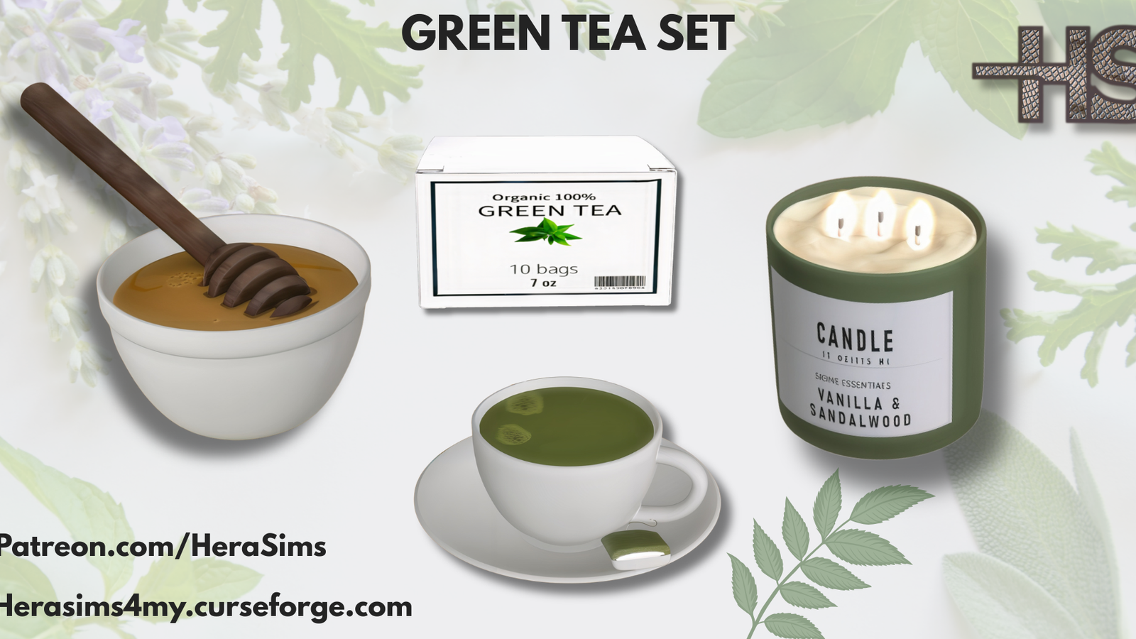 Green tea set - The Sims 4