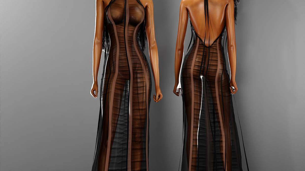 Sheer Halter Maxi Dress - The Sims 4